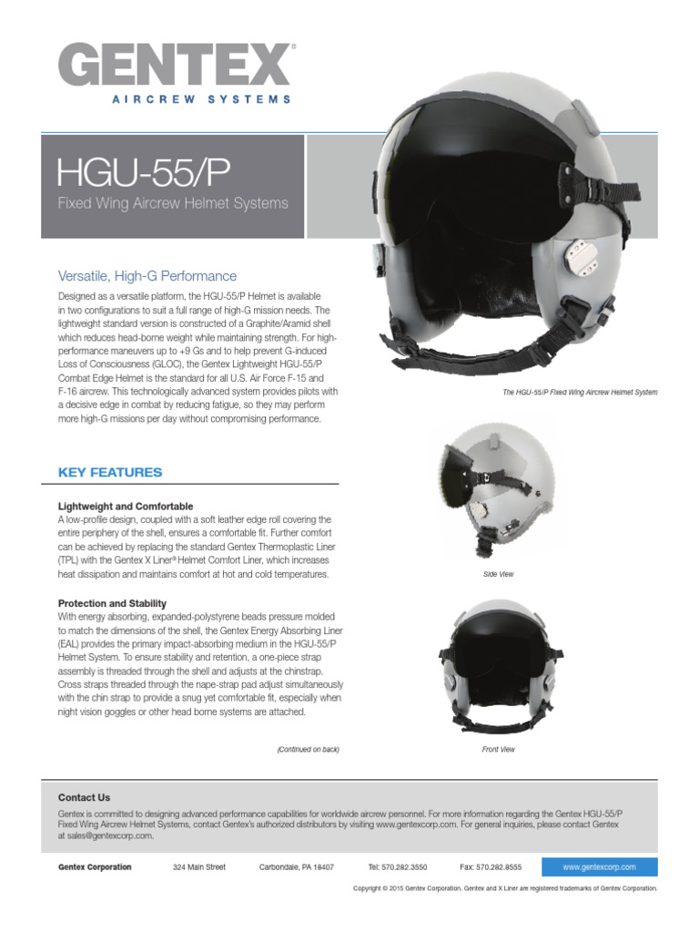 Gentex HGU55P Fixed Wing Helmet System | PDF | Business | Technology ...
