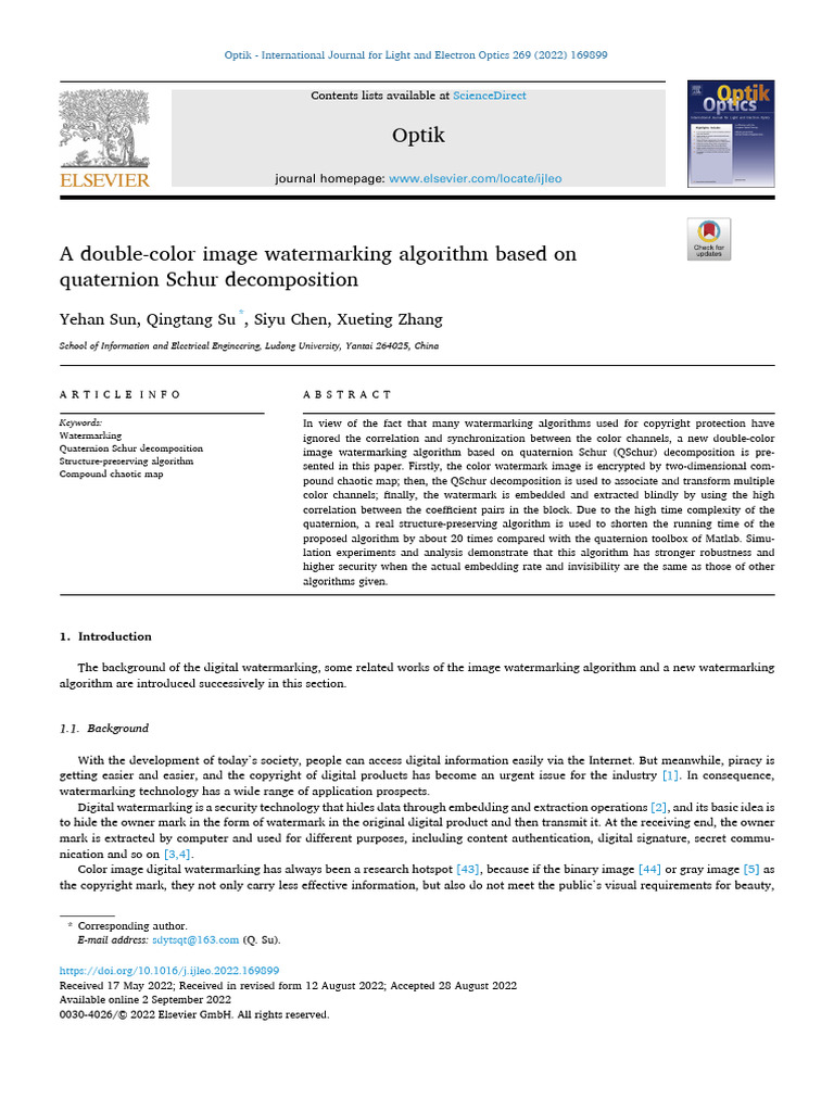 A Double-Color Image Watermarking Algorithm Based On-2020 | PDF ...