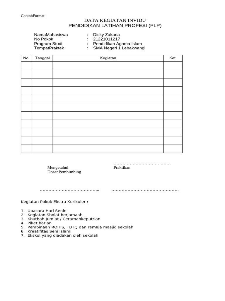 PLP Format-Format Dan Lembar Penilaian | PDF