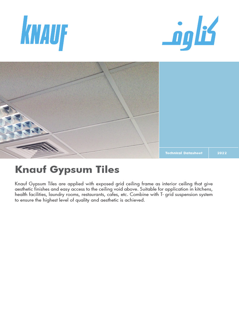 Knauf-Ceiling-Tile-Datasheet-_-2022 | PDF | Tile | Ceiling