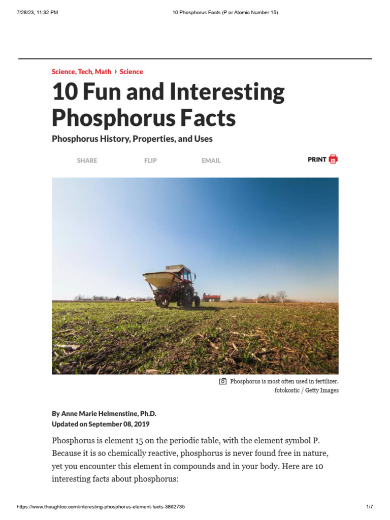 10 Phosphorus Facts (P or Atomic Number 15) | PDF | Phosphorus | Chemical Elements