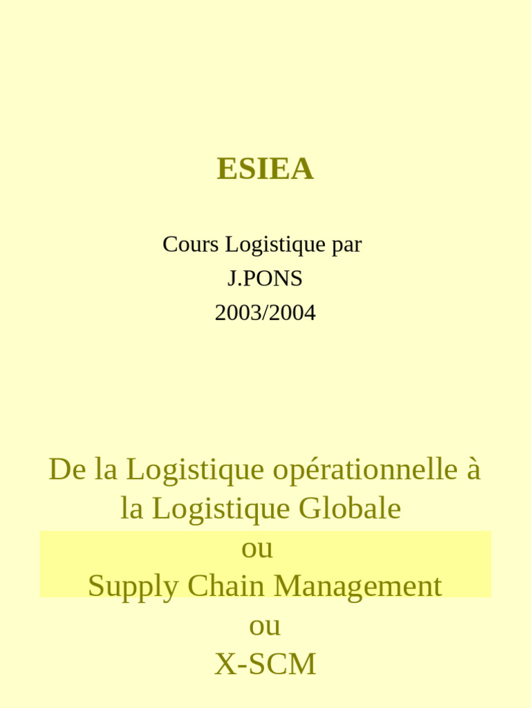 Cours Logistique ESIEA | PDF | Business | Économie d'entreprise