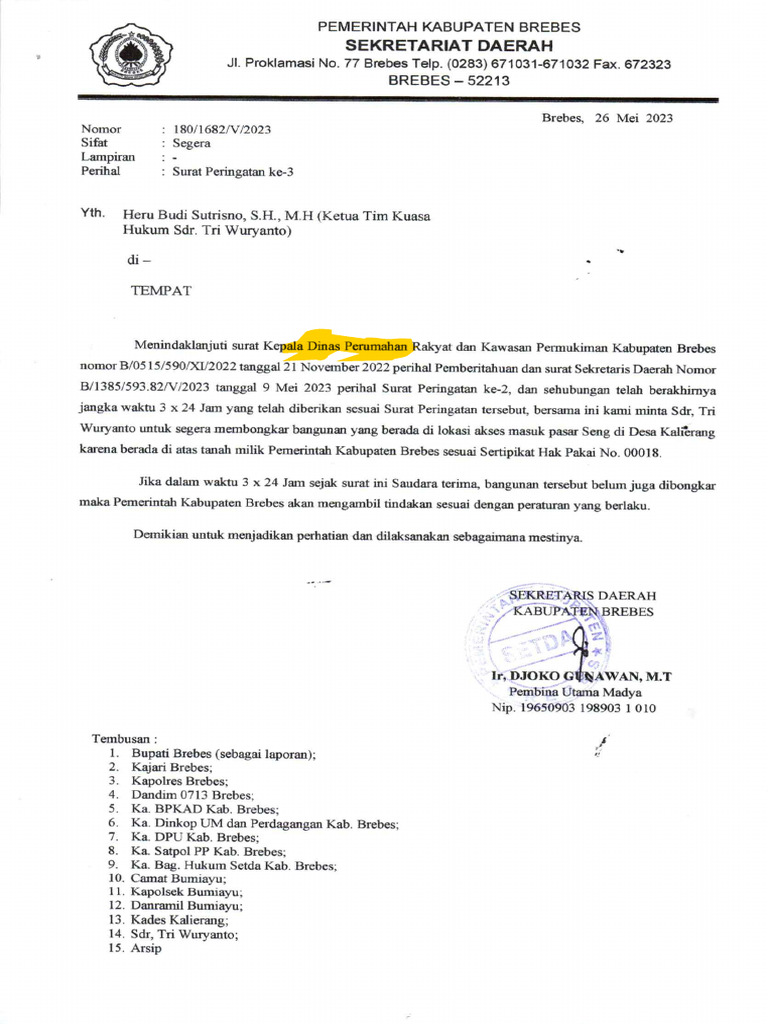 Surat Peringatan Ke-3 | PDF