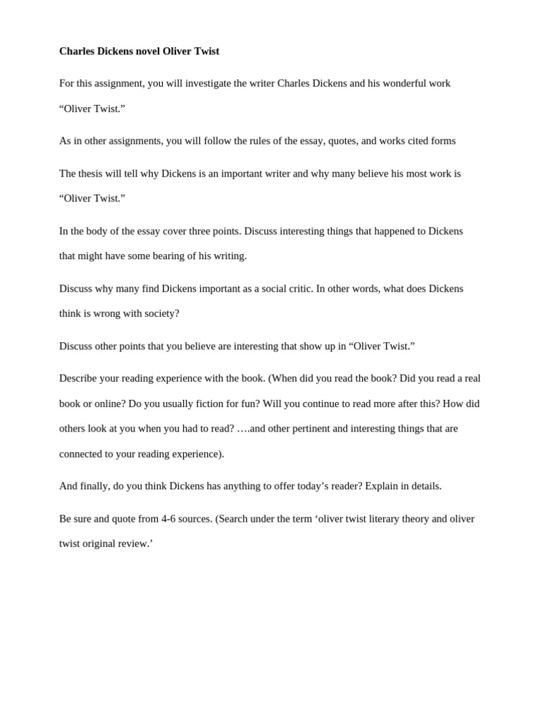 Charles Dickens novel Oliver Twist | PDF