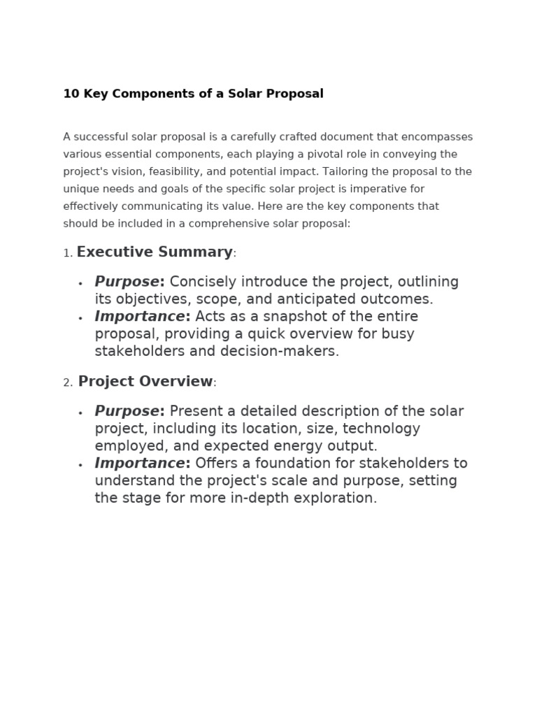 11 Key Components of A Solar Proposal | PDF
