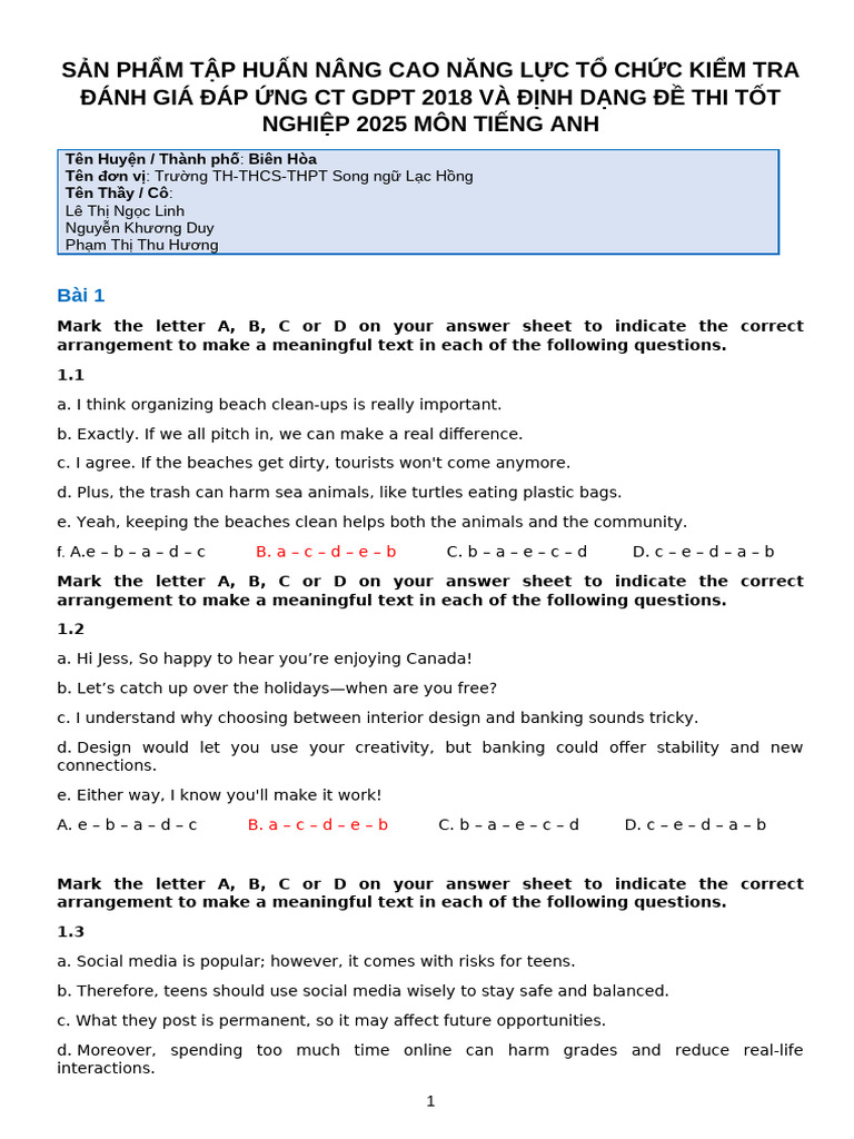 SPTH - Biên Hòa - Trư NG TH-THCS-THPT Song NG L C H NG | PDF