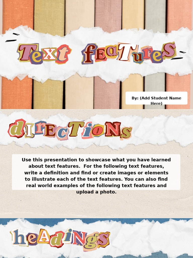 Text Features Presentation in Colourful Scrapbook Style | PDF ...