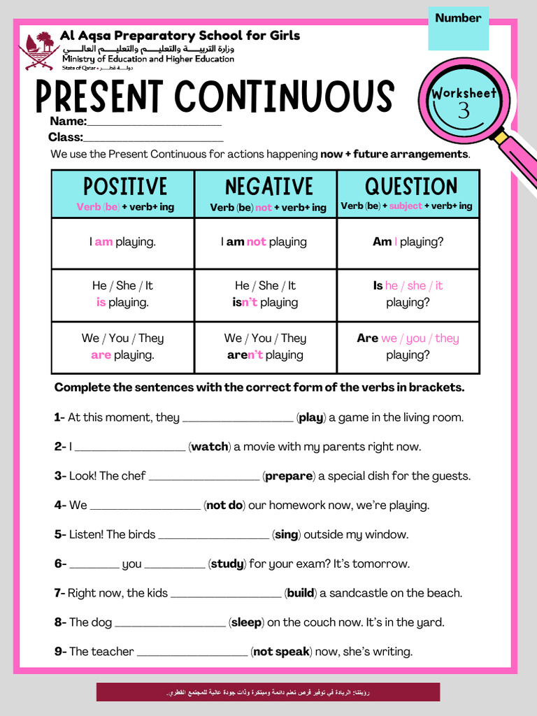 3- Worksheet 3 Present Continuous | PDF