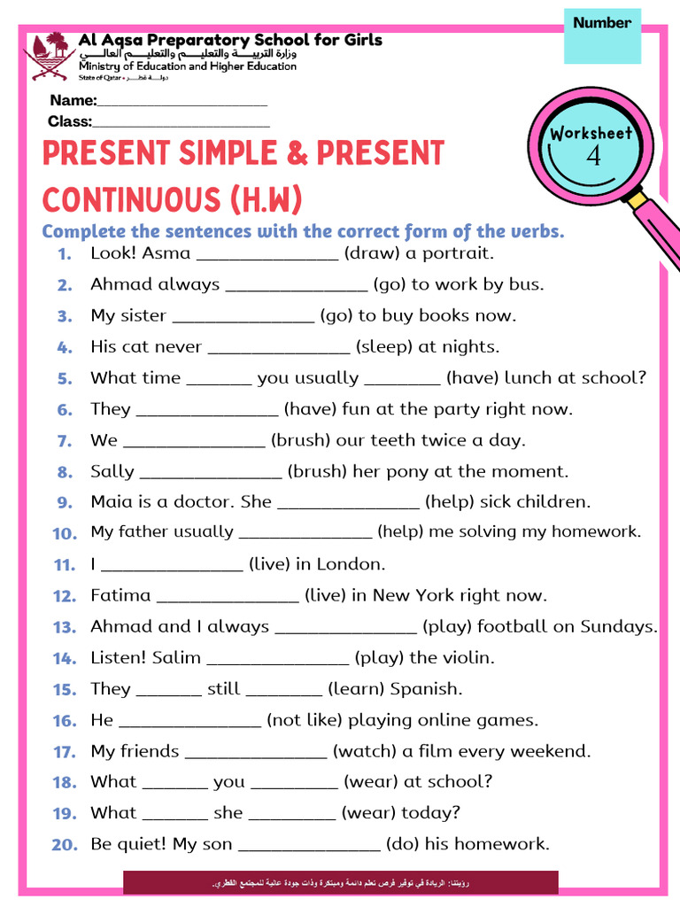 4 - Worksheet 4 Present Simple & Present Continuous | PDF