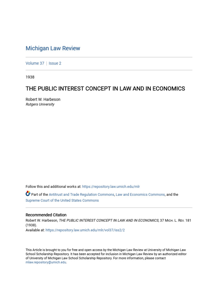 Public Interest in Law and Economics | PDF | Monopoly | United States ...