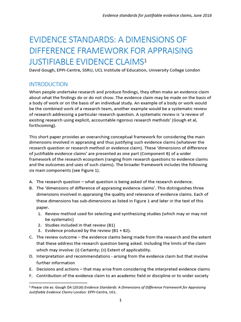 Evidence Standards For Justifiable Evidence Claims DG June 2016 Final ...