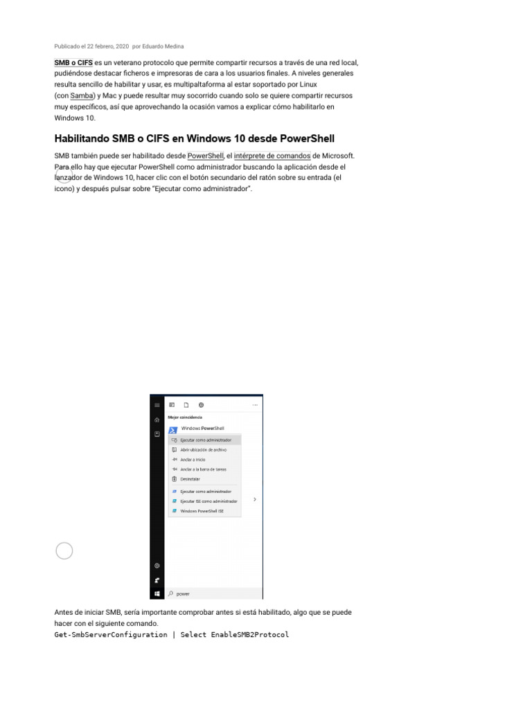 Habilitando SMB o CIFS en Windows 10 | PDF | Windows 10 | Microsoft Windows