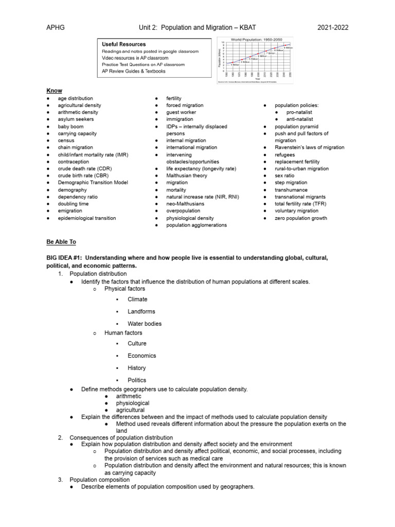 Unit 2 KBAT 2021-22 | PDF | Human Migration | Demography