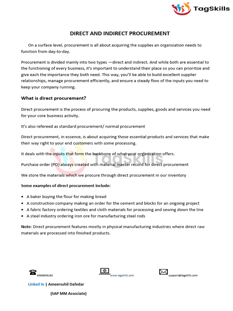 Direct vs Indirect Procurement Explained | PDF | Procurement | Textiles
