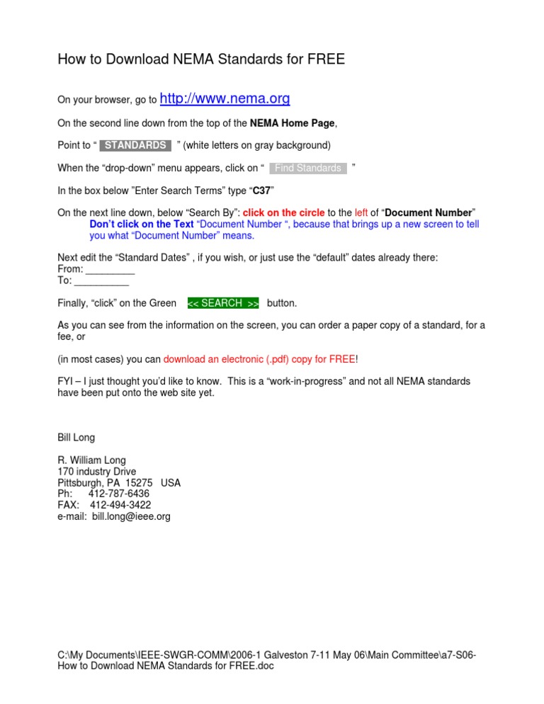 Nema Standards For Free | PDF