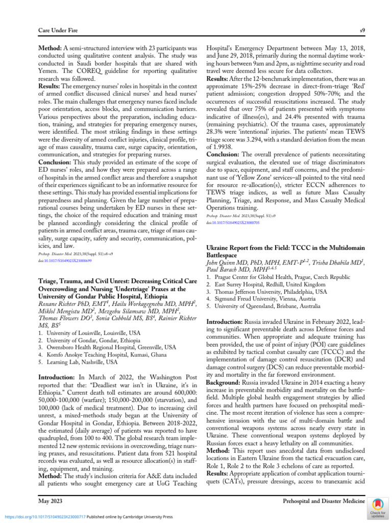 Ukraine Report From The Field TCCC in The Multidomain Battlespace | PDF ...