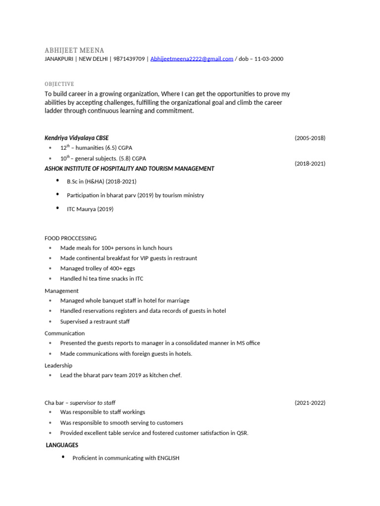 ABHIJEET Recent Resume | PDF