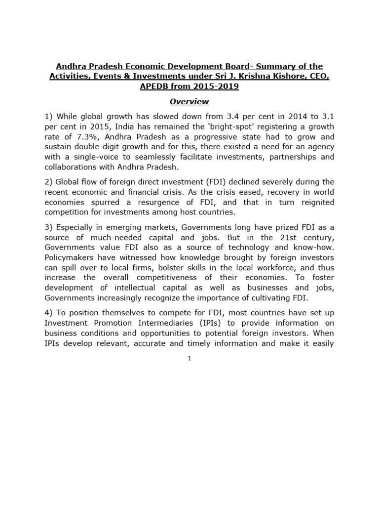 APEDB Activities and Investments-J. Krishna Kishore IRS CEO 2015-2019 ...