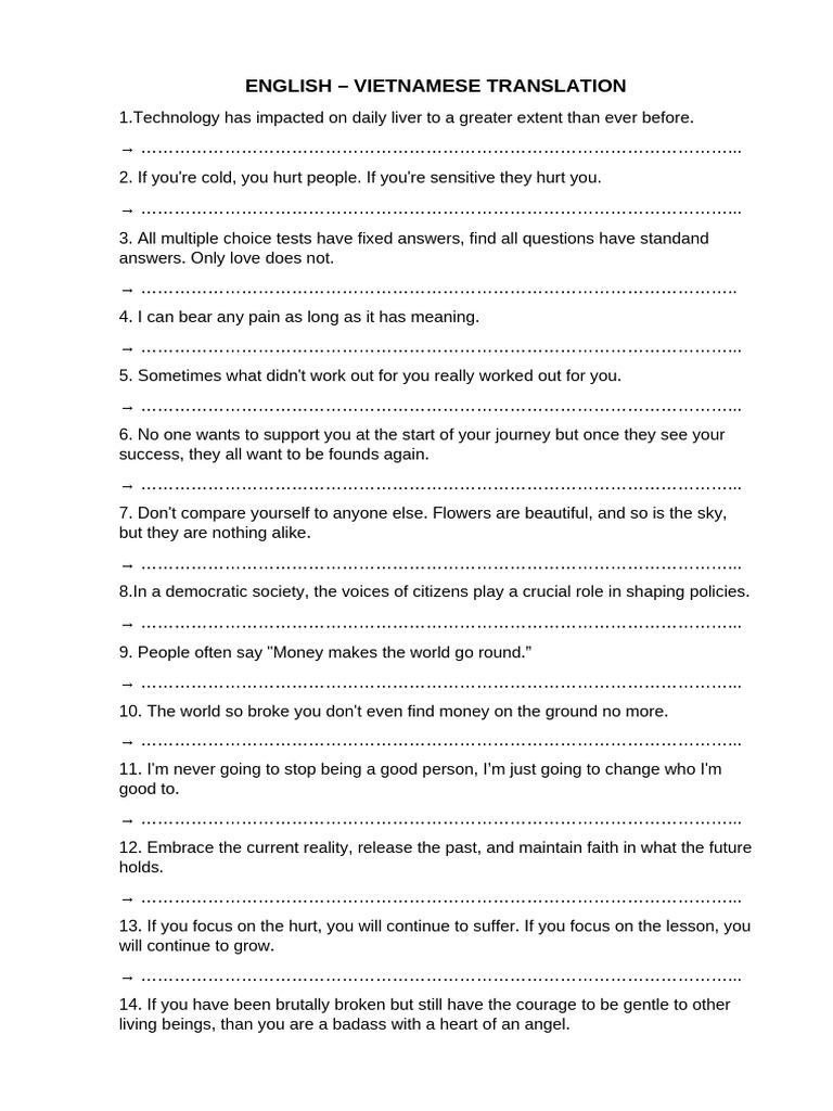 English - Vietnamese Translation | PDF