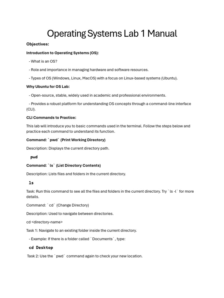 Operating Systems Lab 1 Manual | PDF | Directory (Computing) | Operating System