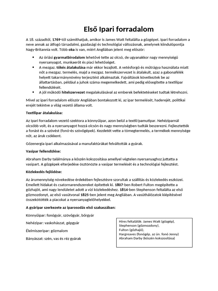 Első Ipari Forradalom | PDF