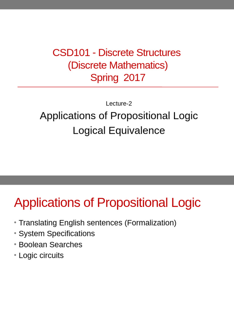 Discrete Structures lecture 2 | PDF | Contradiction | Logic