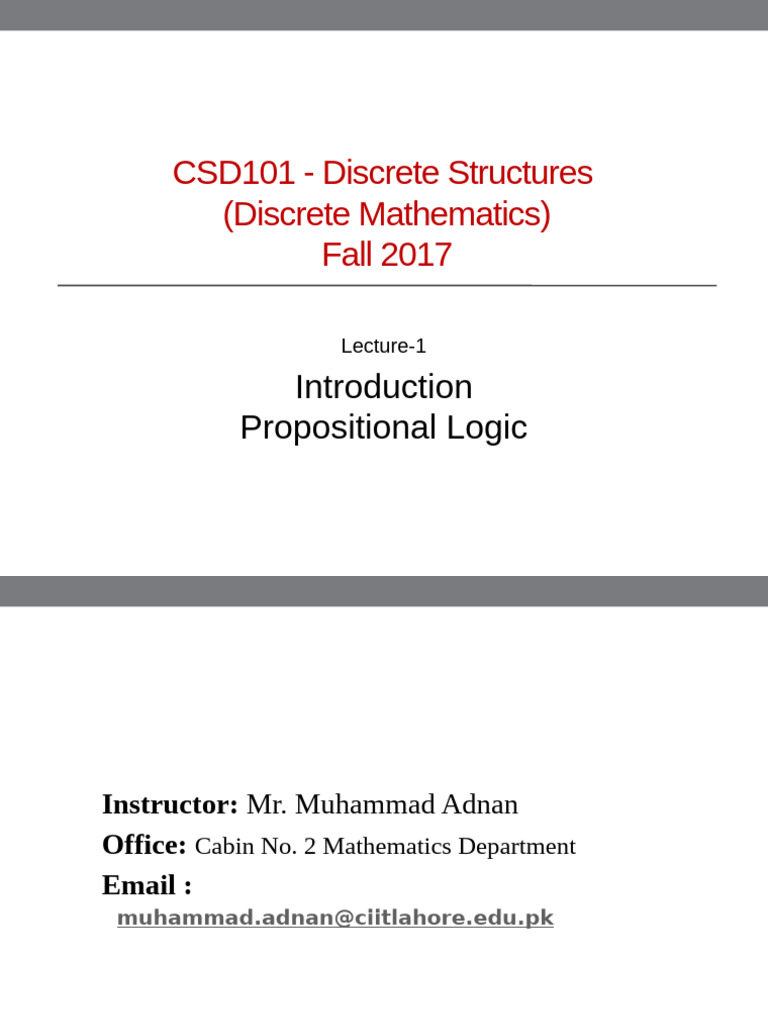Discrete Structures Lecture 1 | PDF | If And Only If | Discrete Mathematics