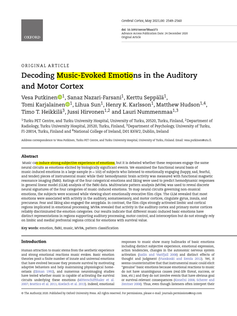 4.2-Decoding Music-Evoked Emotions in The Auditory and Motor Cortex ...