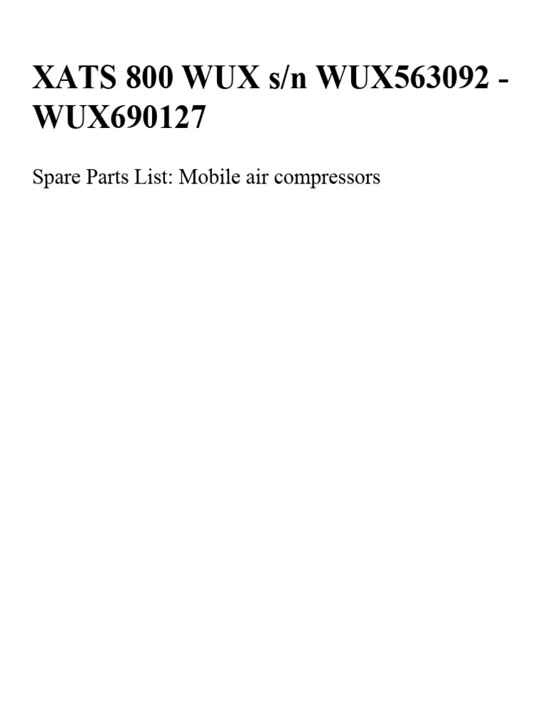 Atlas Copco Xats800 Wuxi | PDF | Valve | Screw