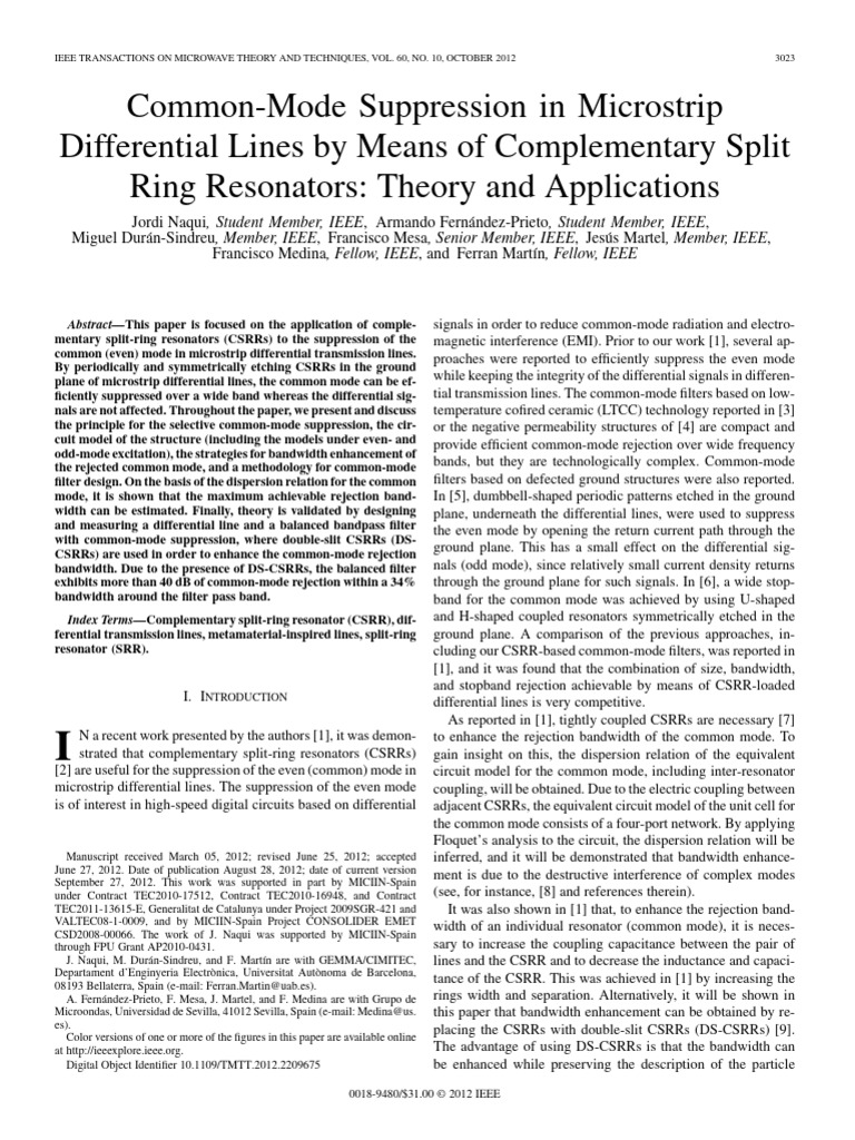 Common-Mode Suppression in Microstrip Differential Lines by Means of ...