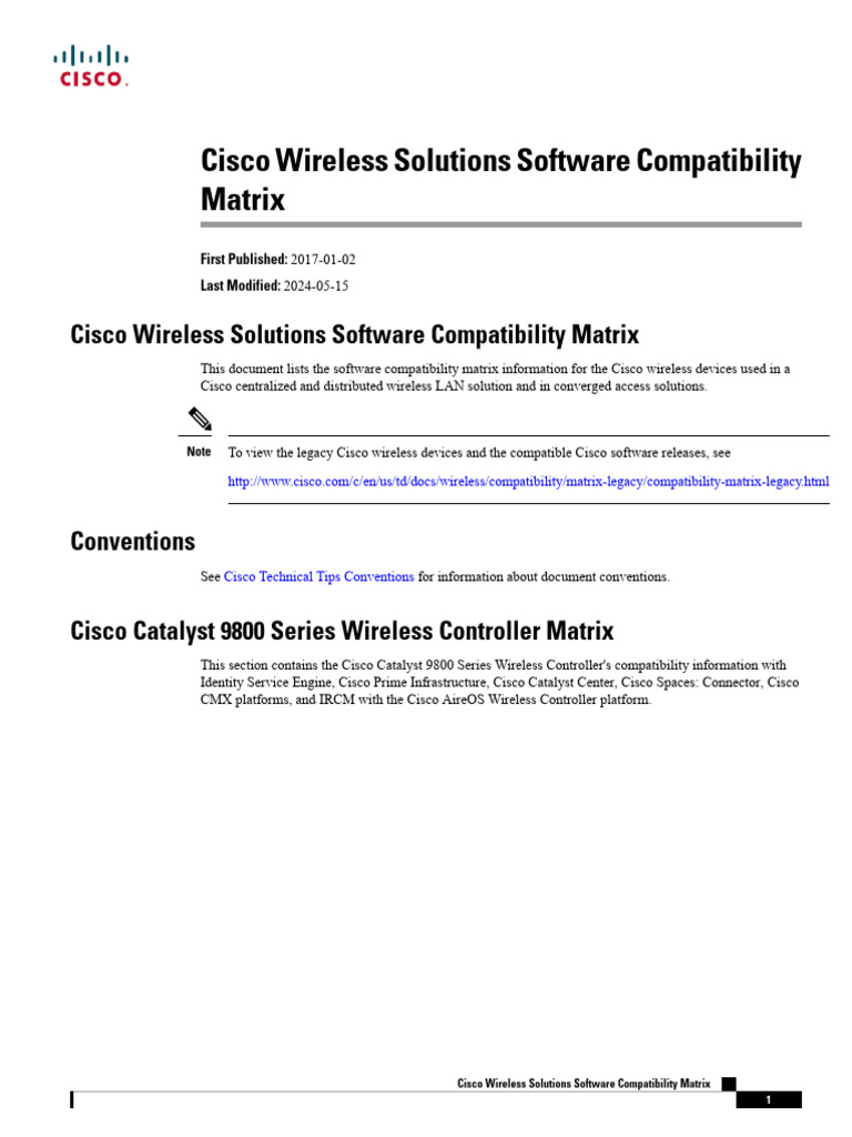 Cisco_compatibility-matrix | PDF | Cisco Systems | Computer Networking