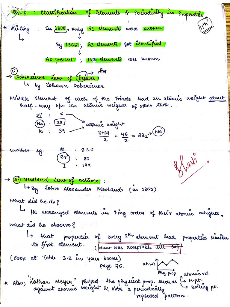Class Xi Classification of Elements & Periodic Properties | PDF