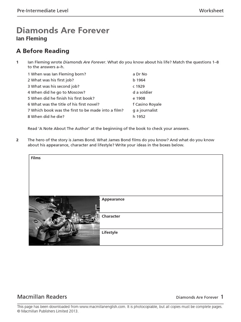 Diamonds-Are-Forever-Worksheet | PDF | James Bond Books | Fictional ...