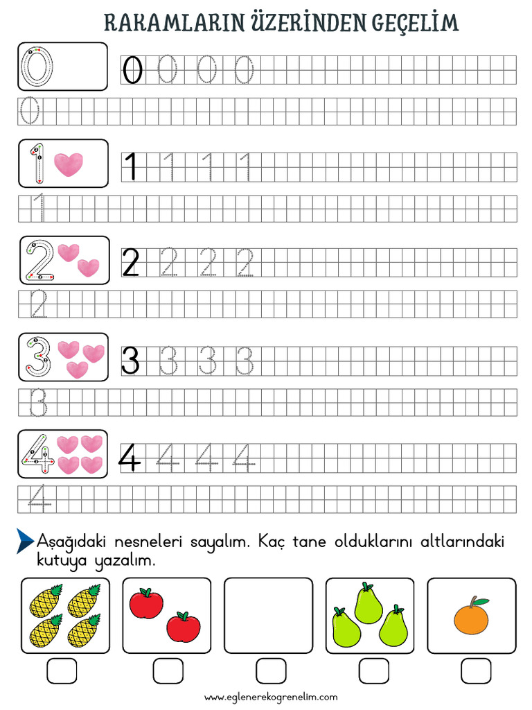 Sayilarin Yazilisi Etkinlik Sayfalari | PDF