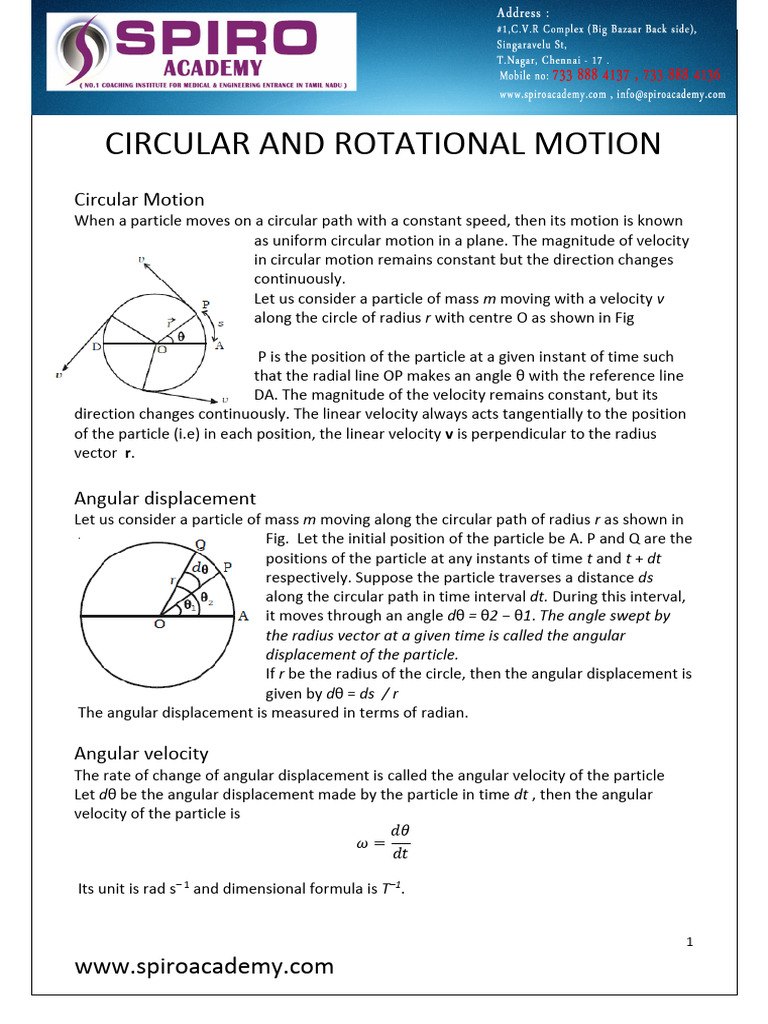 Circular and Rotational Motion | PDF | Force | Acceleration