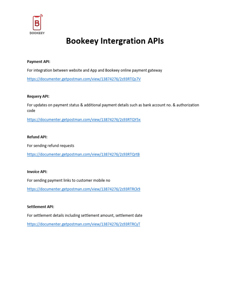 Bookeey Intergration APIs Guide | PDF | Finance & Money Management