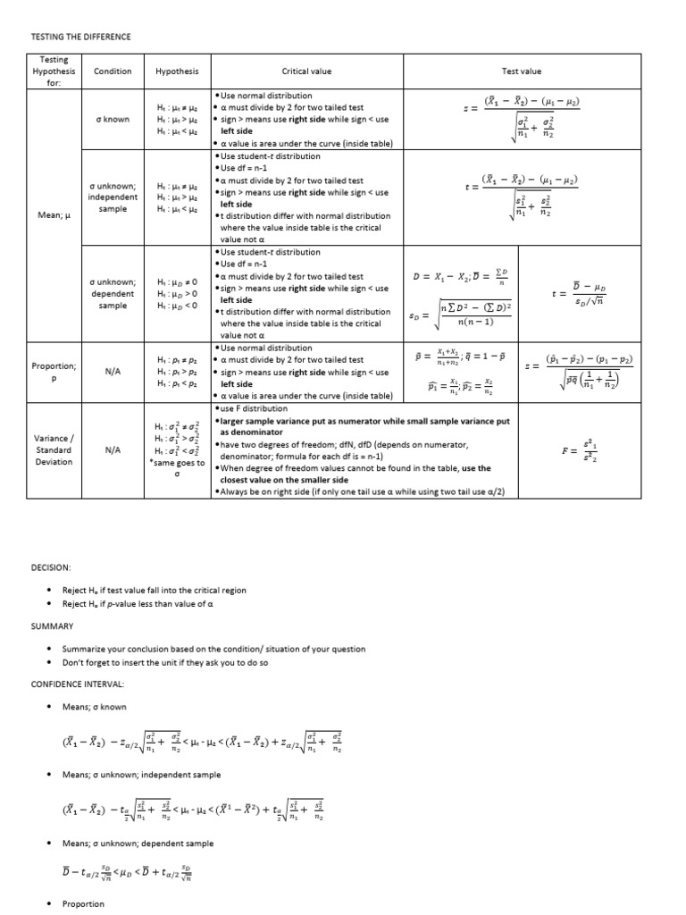 Testing The Difference Notes | PDF | Scientific Method | Data Collection