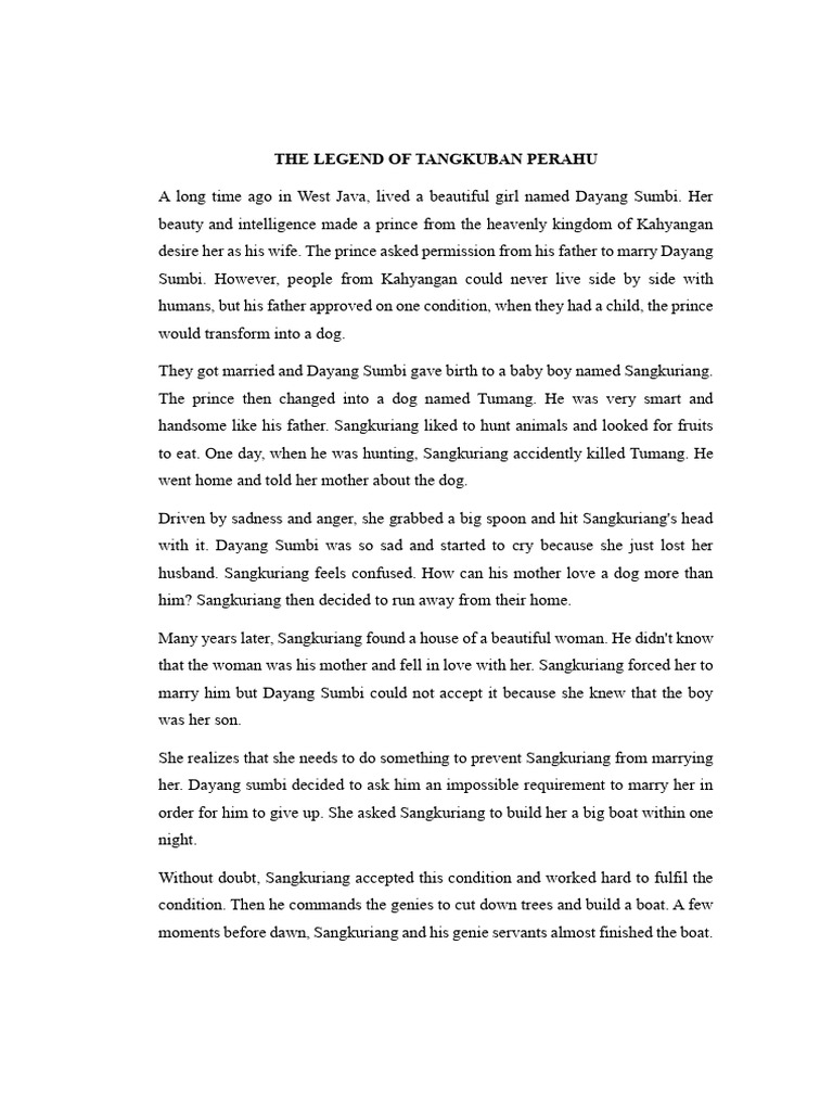 The Legend of Tangkuban Perahu | PDF