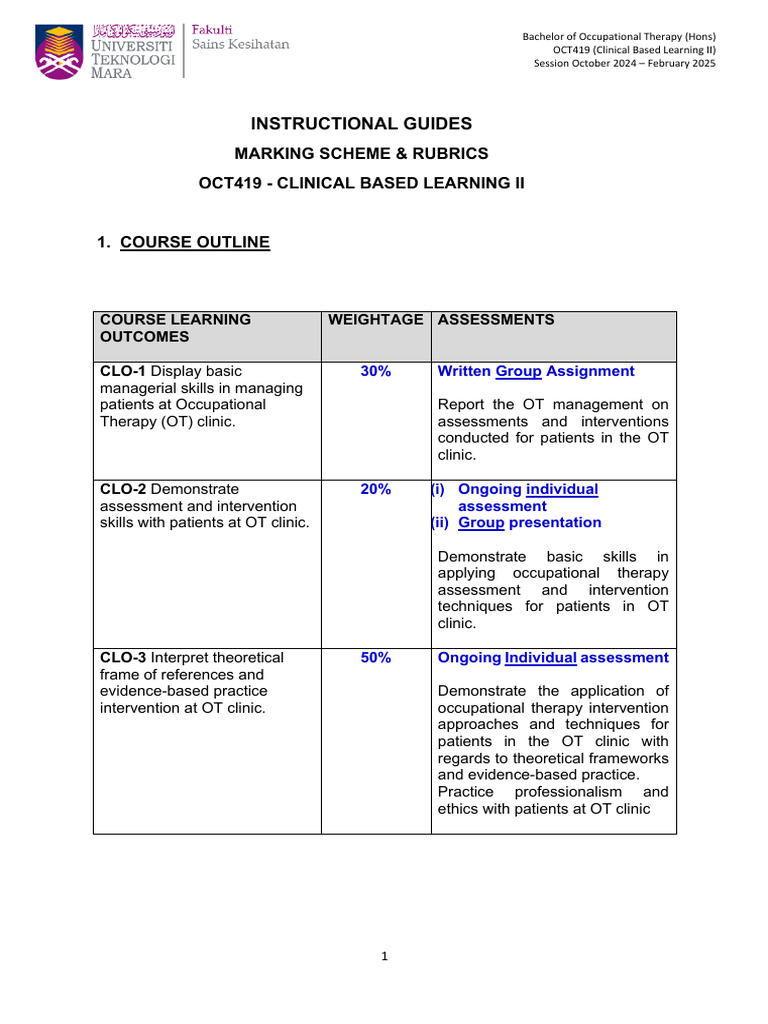 INSTRUCTIONAL GUIDES OCT419 and Rubrics (Oct23-Feb24) | PDF | Nonverbal Communication ...