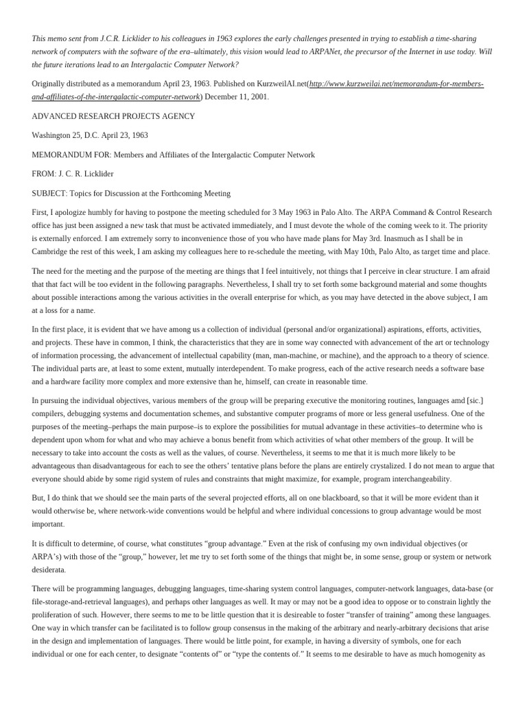 Memorandum For Members and Affiliates of The Intergalactic Computer ...