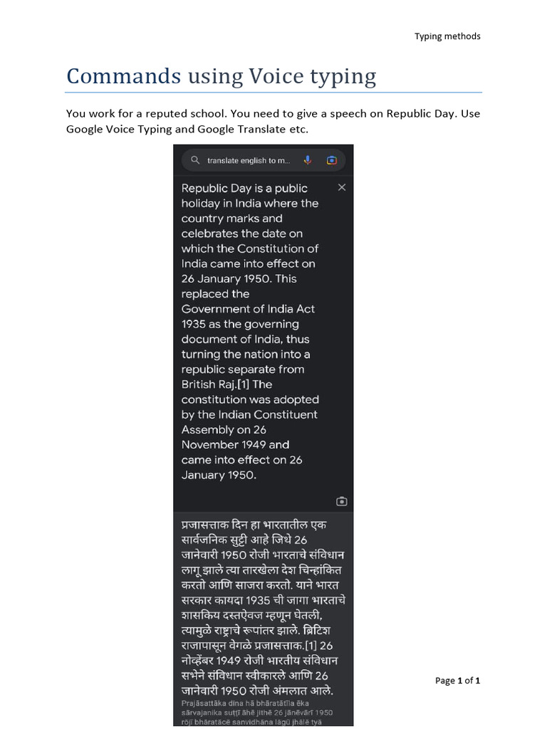 Commands: Using Voice Typing | PDF | Career & Growth