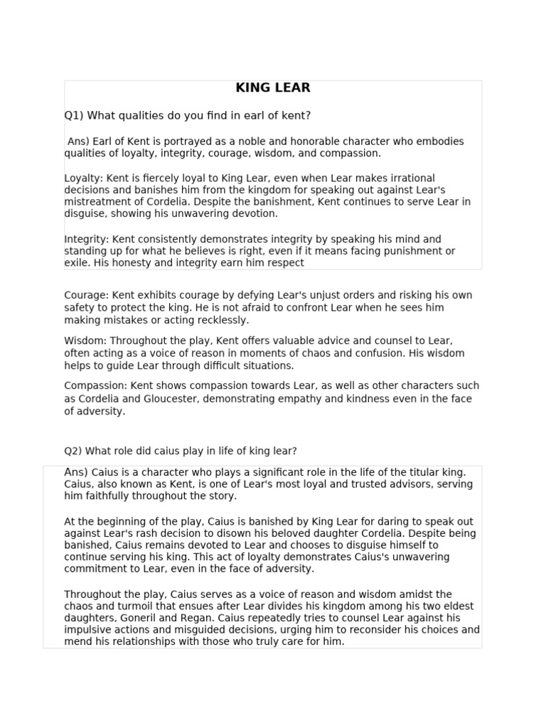 KING LEAR | PDF | King Lear