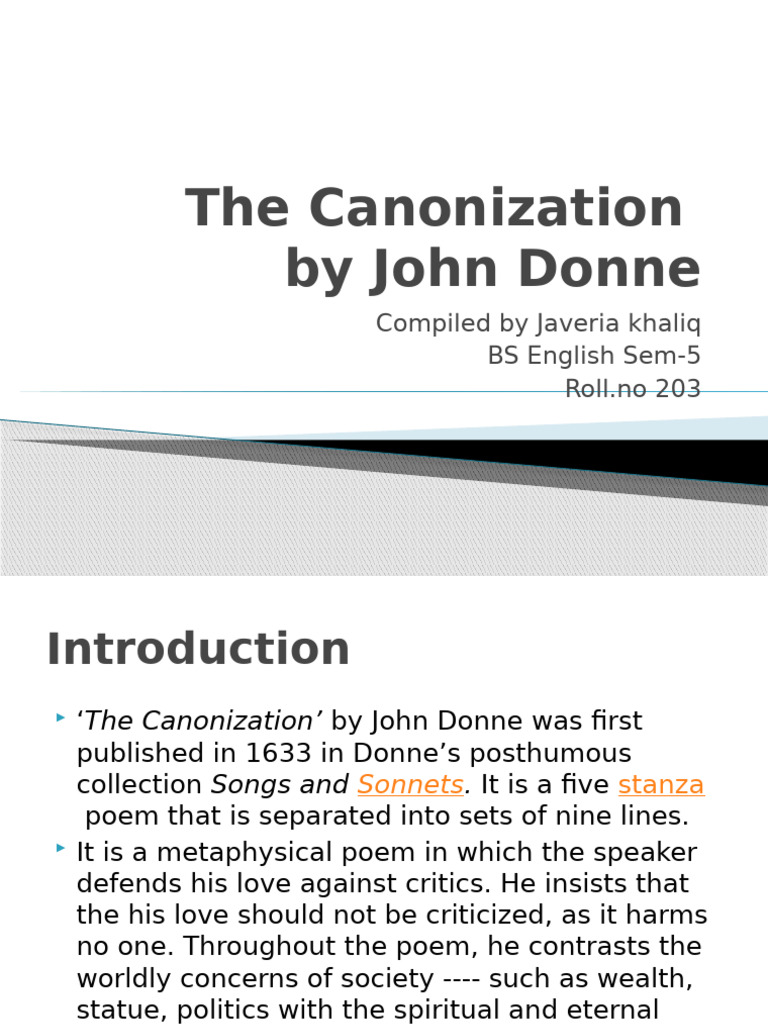 Understanding Donne's "The Canonization" | PDF | Poetry