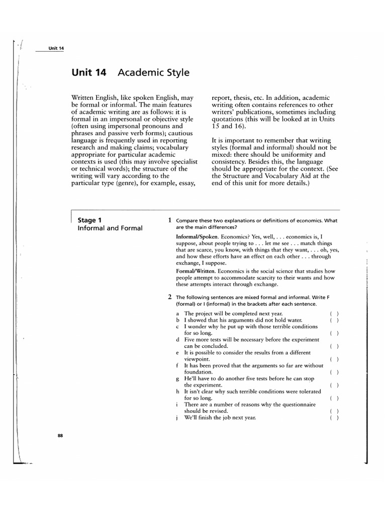 Unit 14 Academic Style | PDF