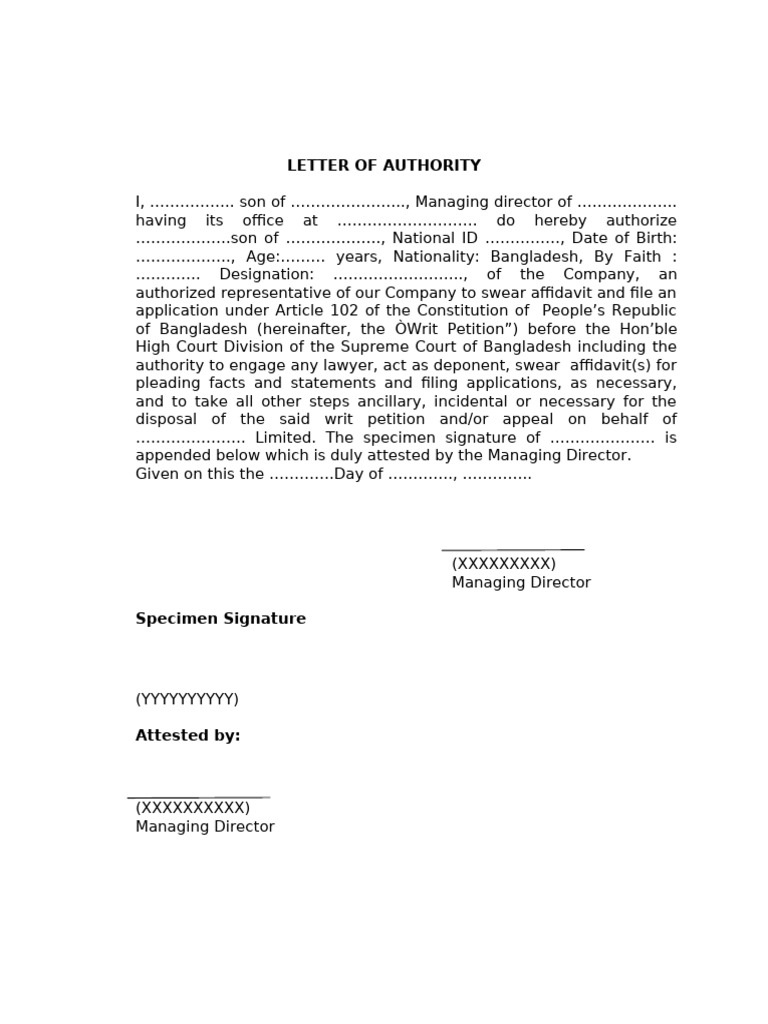Letter of Authority | PDF | Law