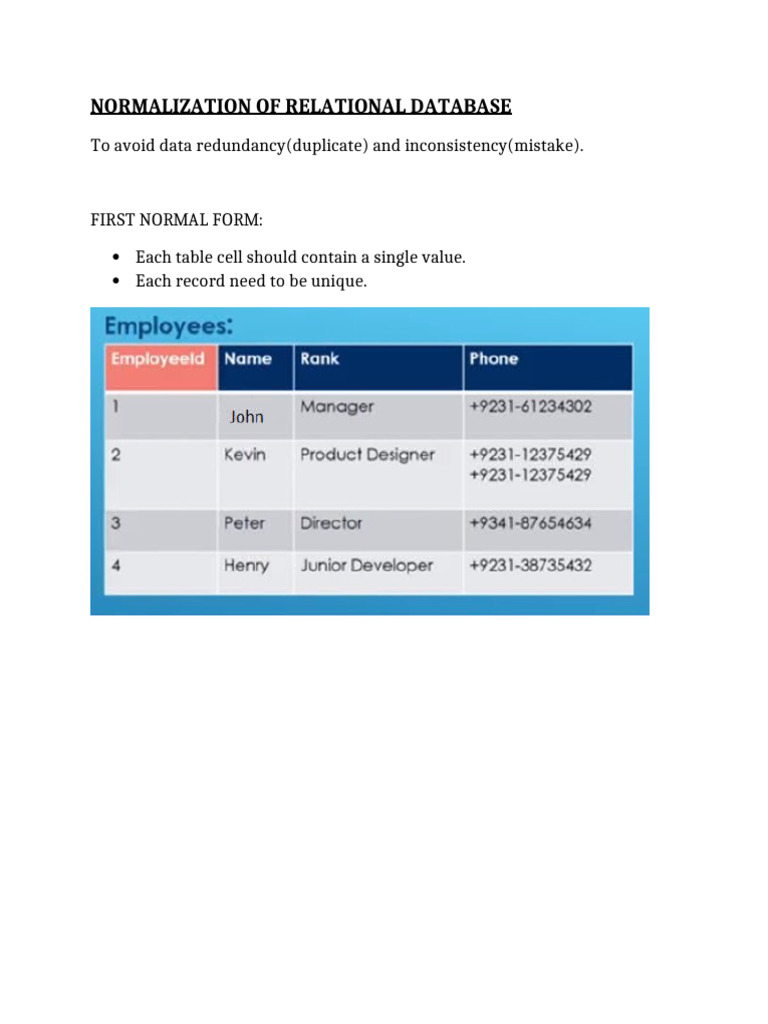 NORMALIZATION OF RELATIONAL DATABASE | PDF