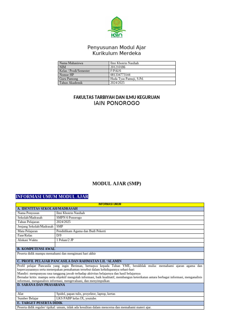 Modul Ajar Pai 2 | PDF