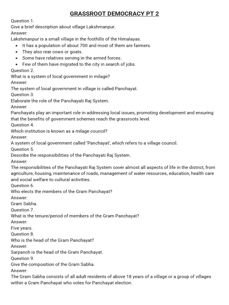 GRASSROOT DEMOCRACY | PDF | Government Of India