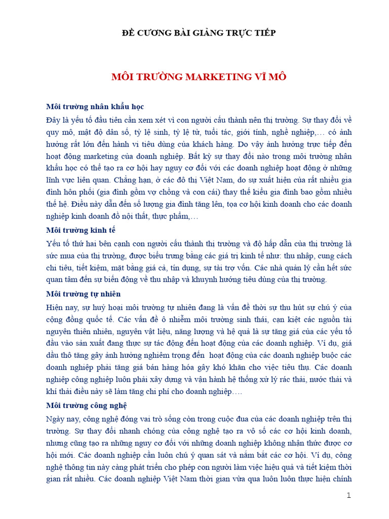 De Cuong Bai Giang Truc Tiep | PDF