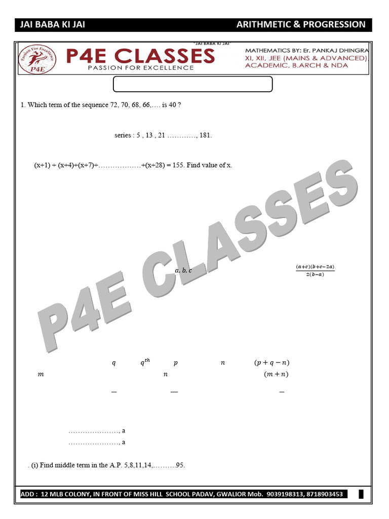 AP Lecture 1 (Applied Maths 2024 Word ) | PDF | Mathematics | Arithmetic